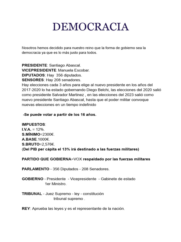 Copia de Documento Democracia (GyH) | PDF | Legislador | Democracia