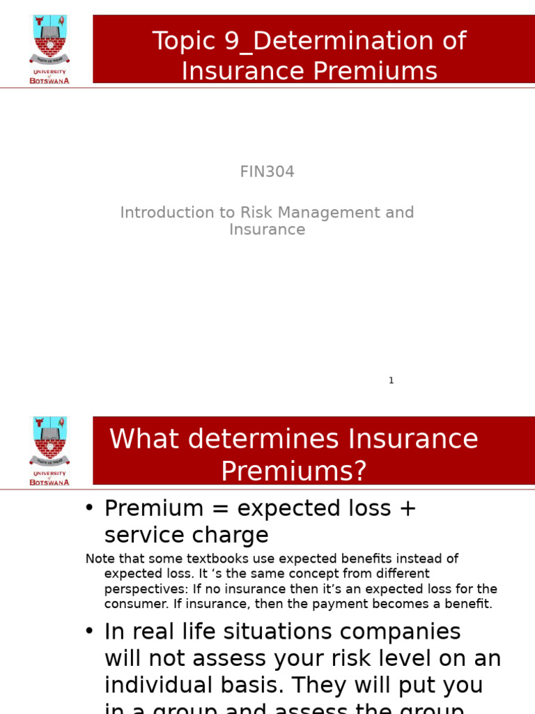 Topic 9-Determination of Insurance Premiums | PDF | Insurance | Life ...