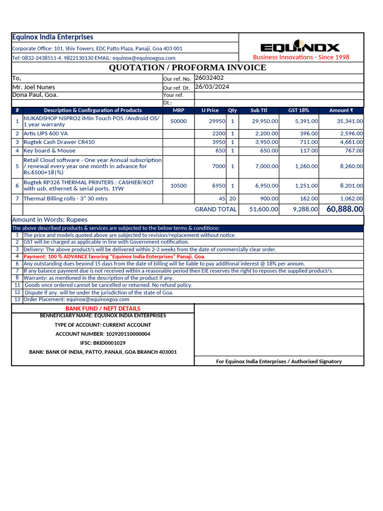 New Pos Qtn Format | PDF | Point Of Sale | Interest