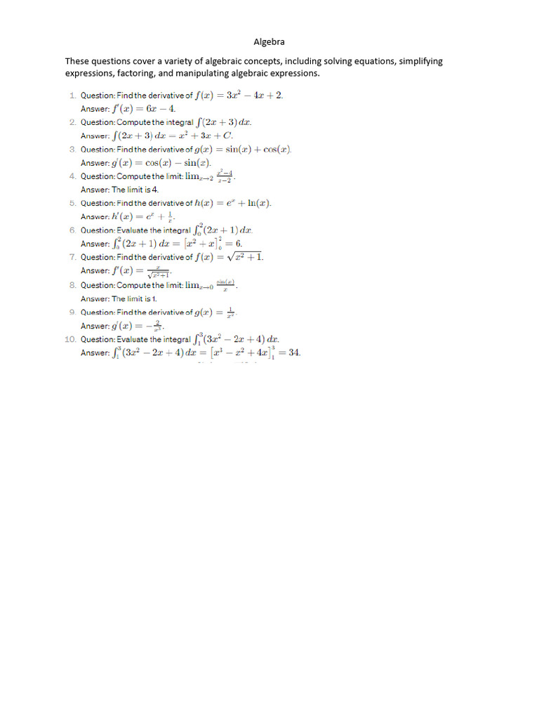 Algebra Concepts and Problem Solving | PDF
