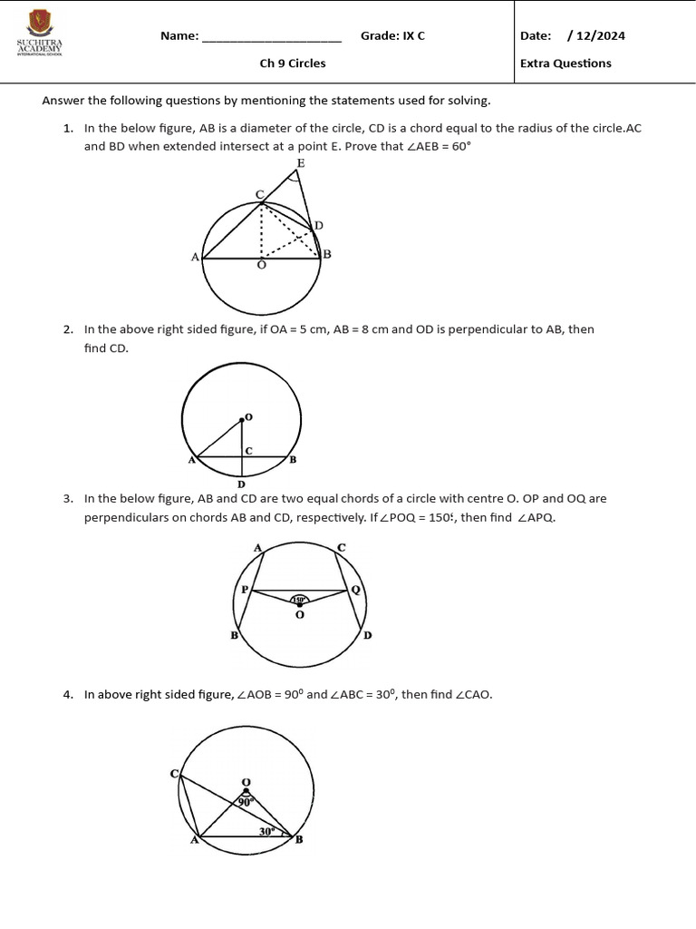 Geometry Problems for Grade IX | PDF