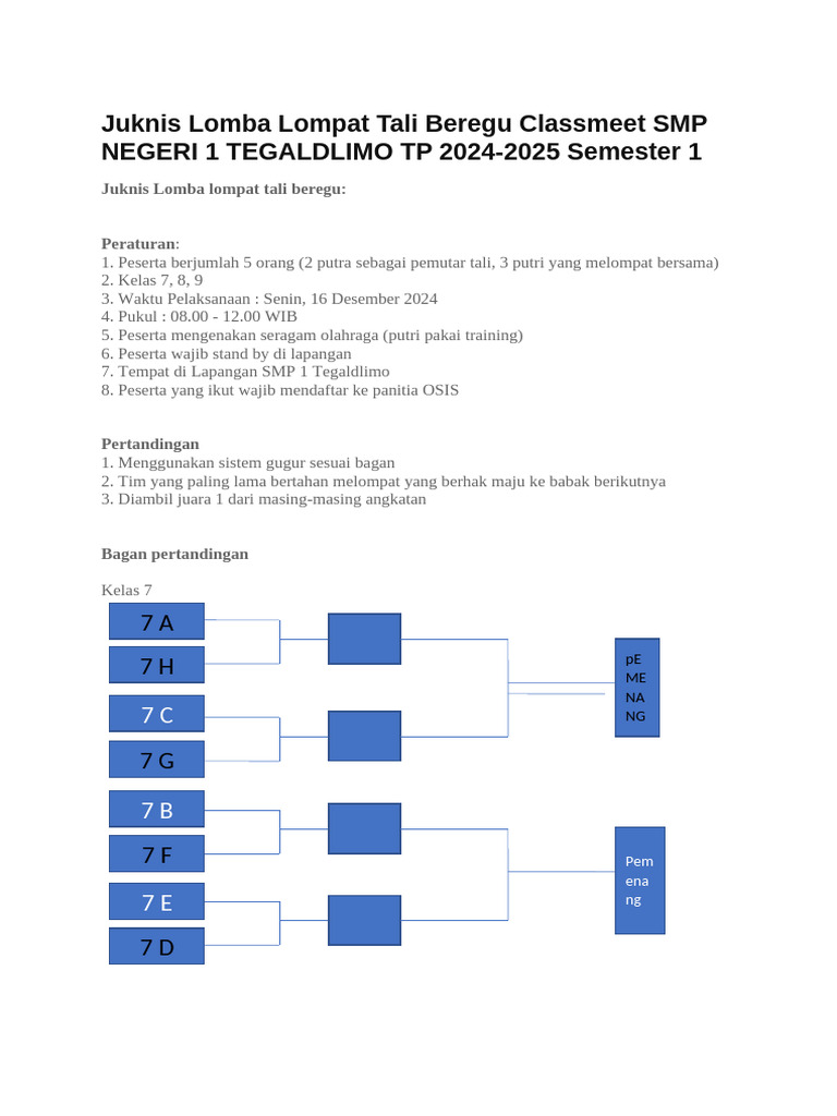 Juknis Lomba Classmeet SMP 2024 | PDF