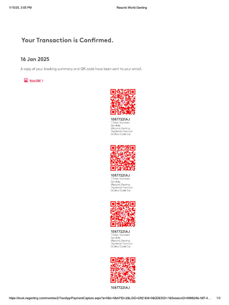 Genting ticket | PDF