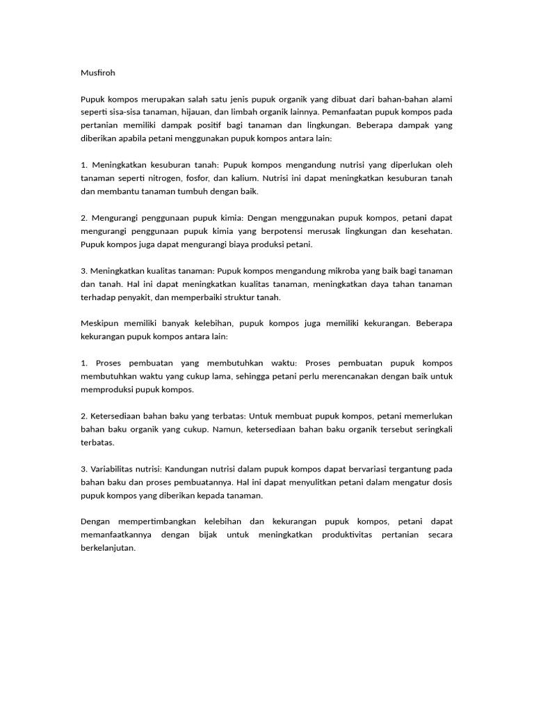 TPM 1 Musfiroh (Pupuk) | PDF