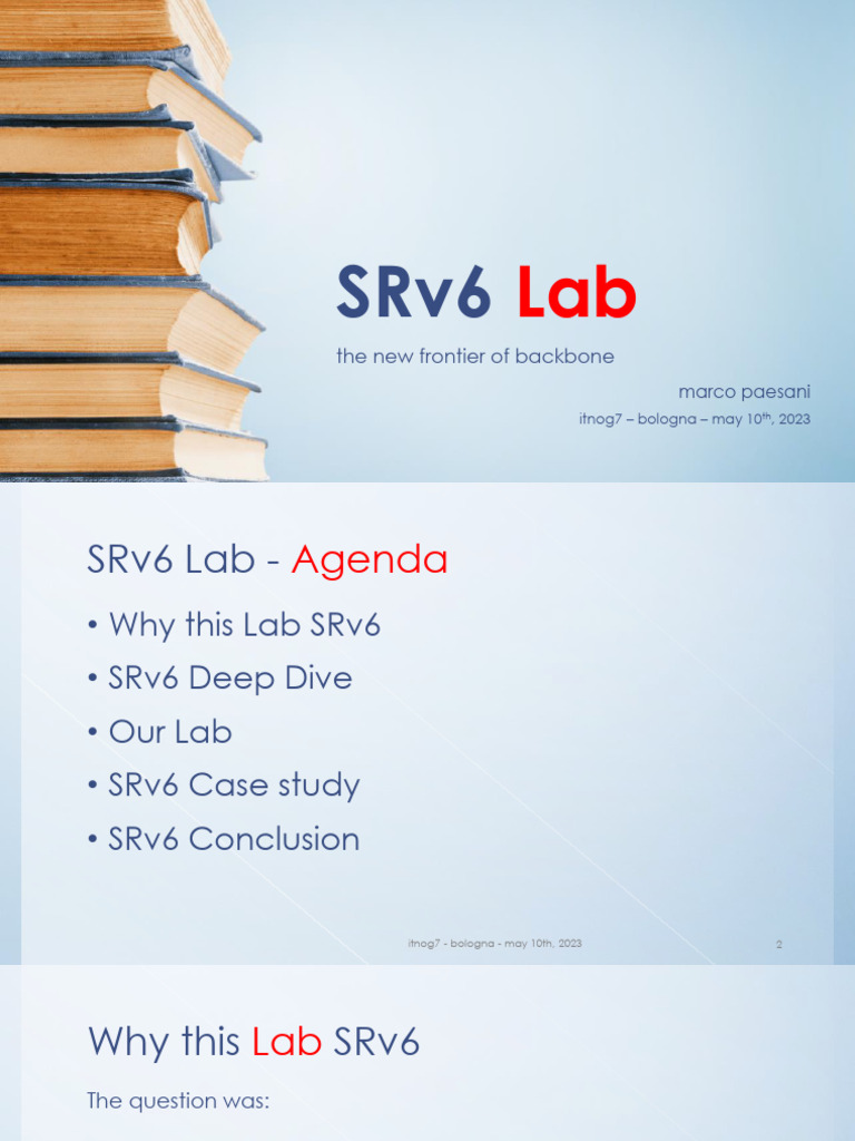 16-20230505 Presentazione SRv6 Lab ITNOG Final | PDF | I Pv6 | Internet Protocols