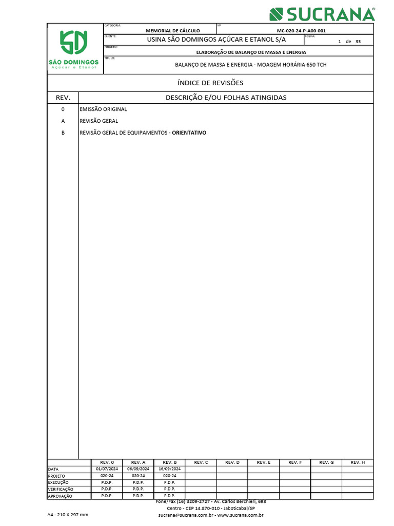 Mc-020-24-P-A00-001 B A4 (Orientativo) | PDF | Caldeira | Açúcar