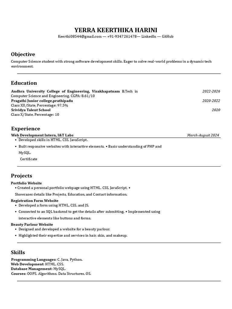 Keerthi Resume | PDF