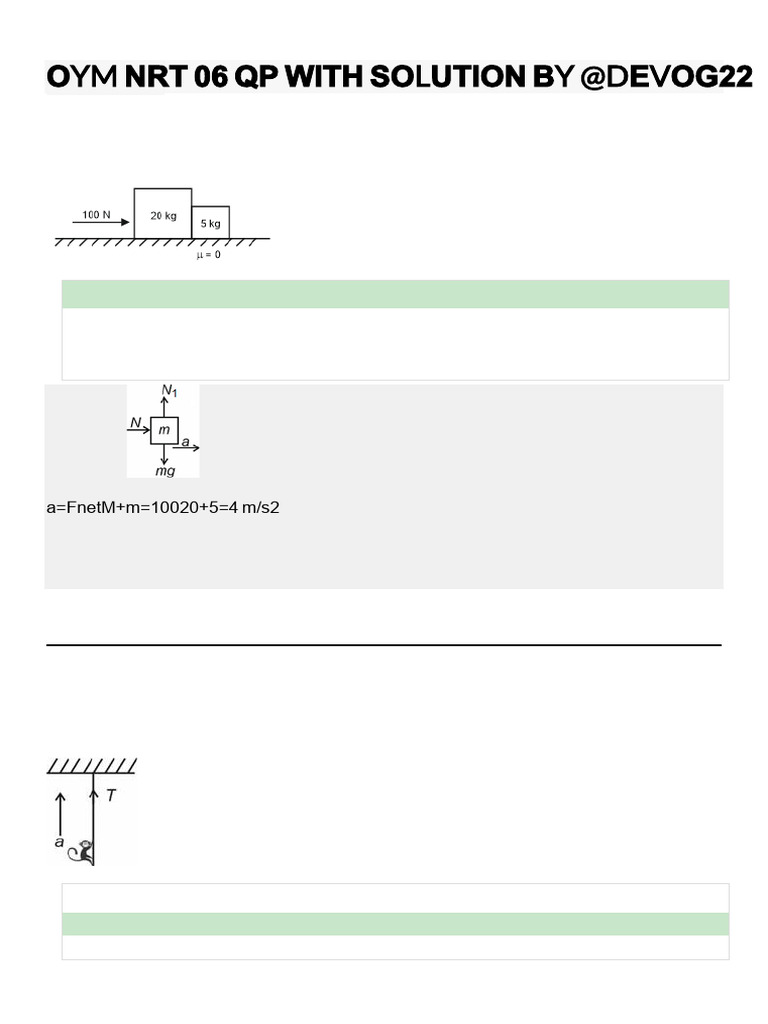 Oym NRT 06 QP With Solution Ans by @devog22 | PDF | Rotation Around A Fixed Axis | Torque