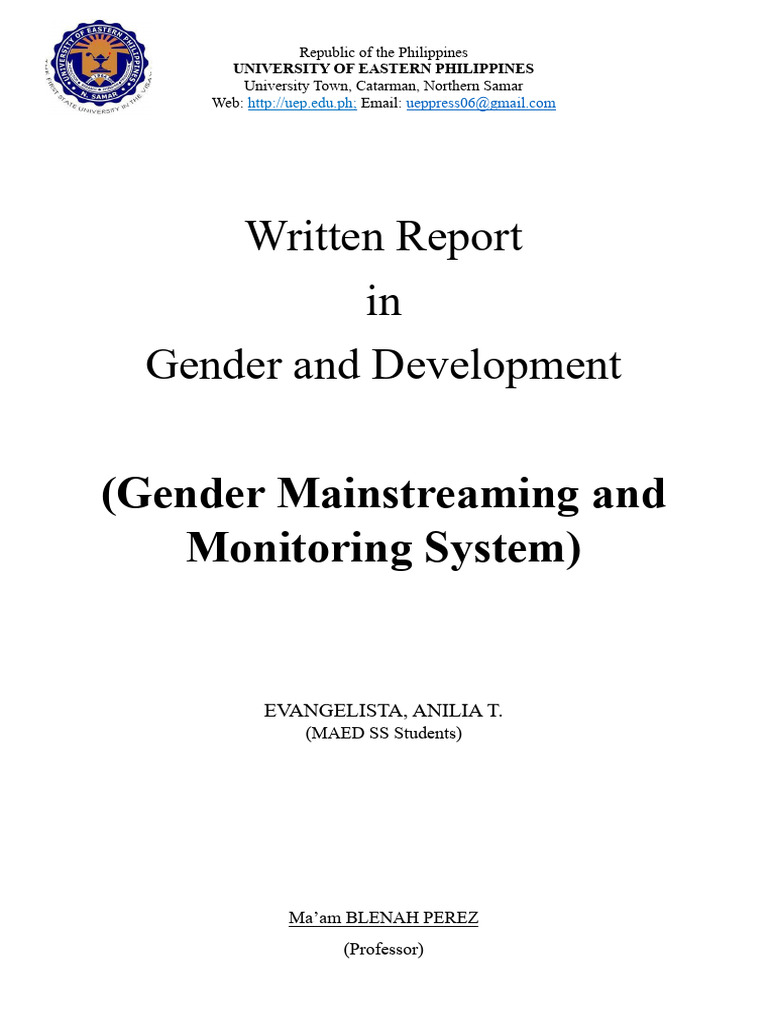 Gender Mainstreaming Monitoring System | PDF | Gender Equality | Gender ...