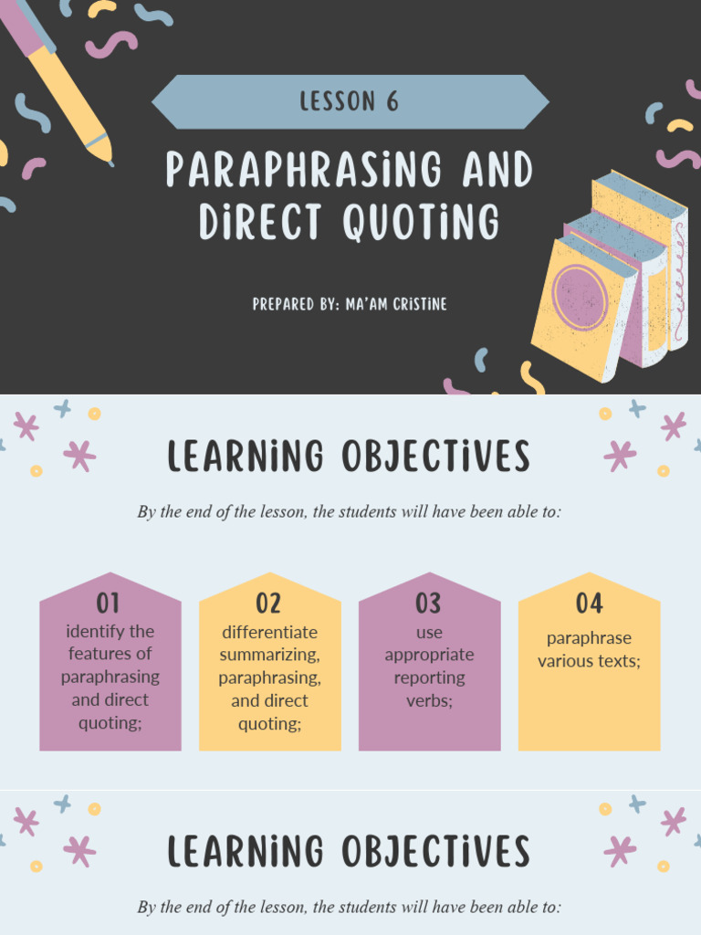 Lesson 2 Paraphrasing and Direct Quoting | PDF | Plagiarism | Poverty