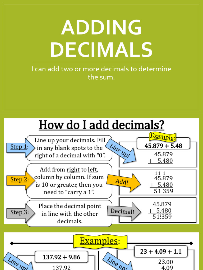 Adding Decimals | PDF