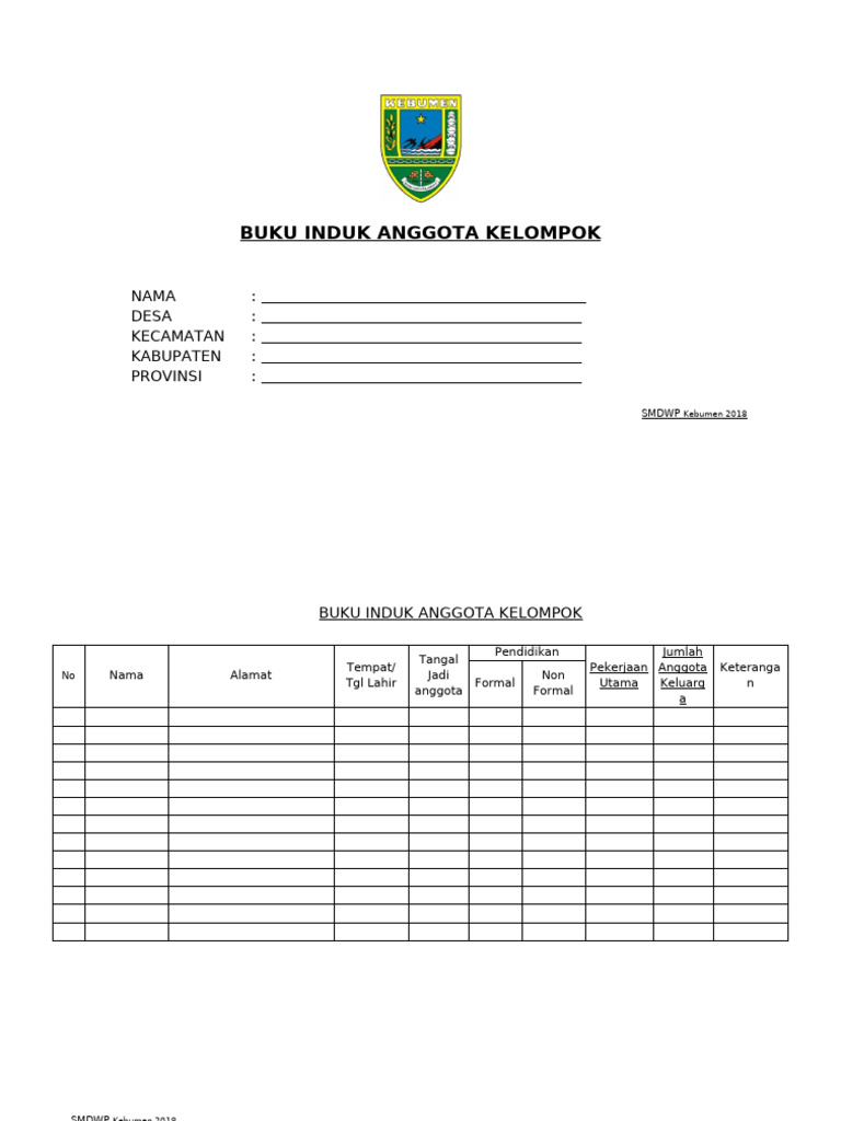 BUKU INDUK ANGGOTA KELOMPOK | PDF