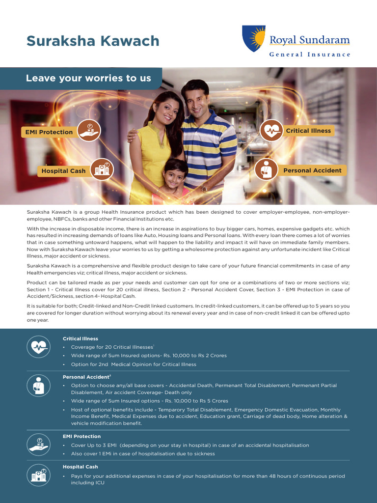 PR18032 SURAKSHA KAWACH ONE PAGER(3) (2) | PDF | Insurance | Neoplasms