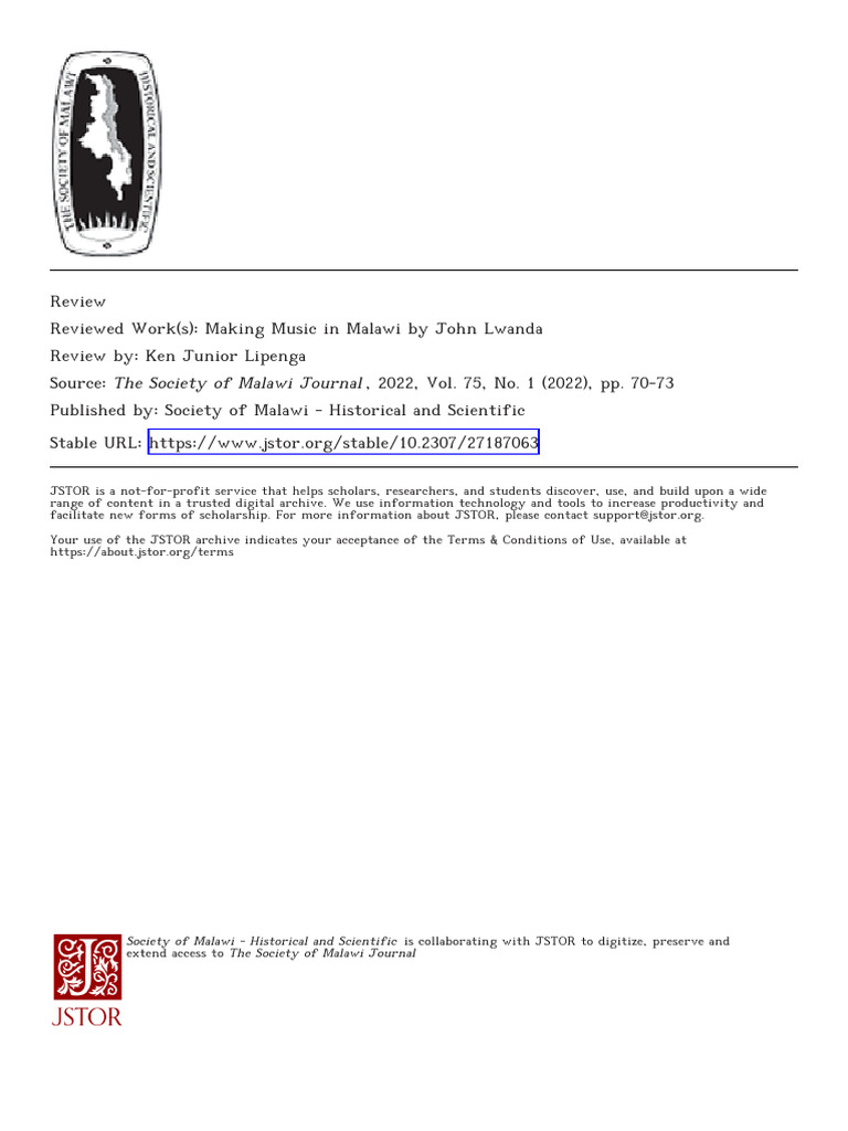 Lipenga SocietyMalawiJournal 2022 | PDF | Sufism | Malawi