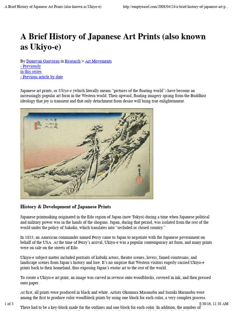 A Brief History of Japanese Art Prints (also known as Ukiyo-e) | PDF ...