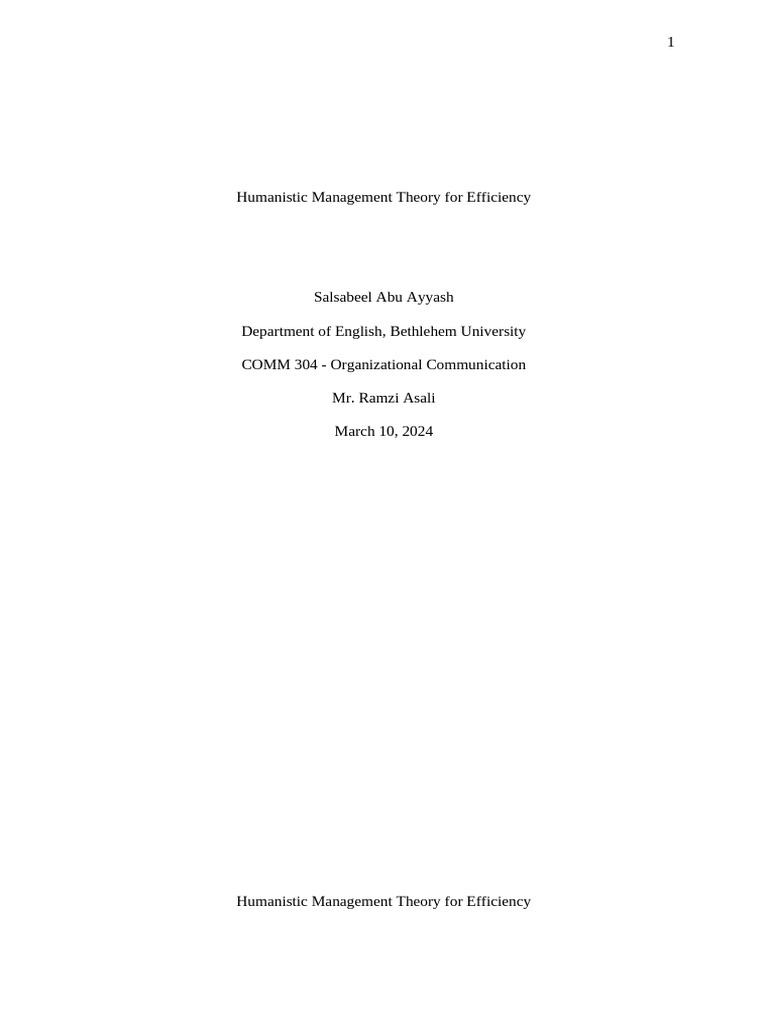 Humanistic Management Theory For Efficiency | PDF | Empowerment ...