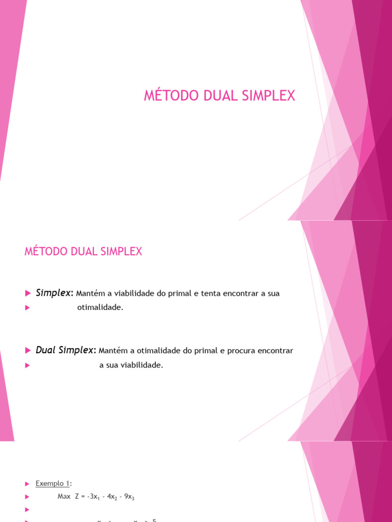 MÉTODO DUAL SIMPLEX | PDF | Matemática aplicada | Matemática