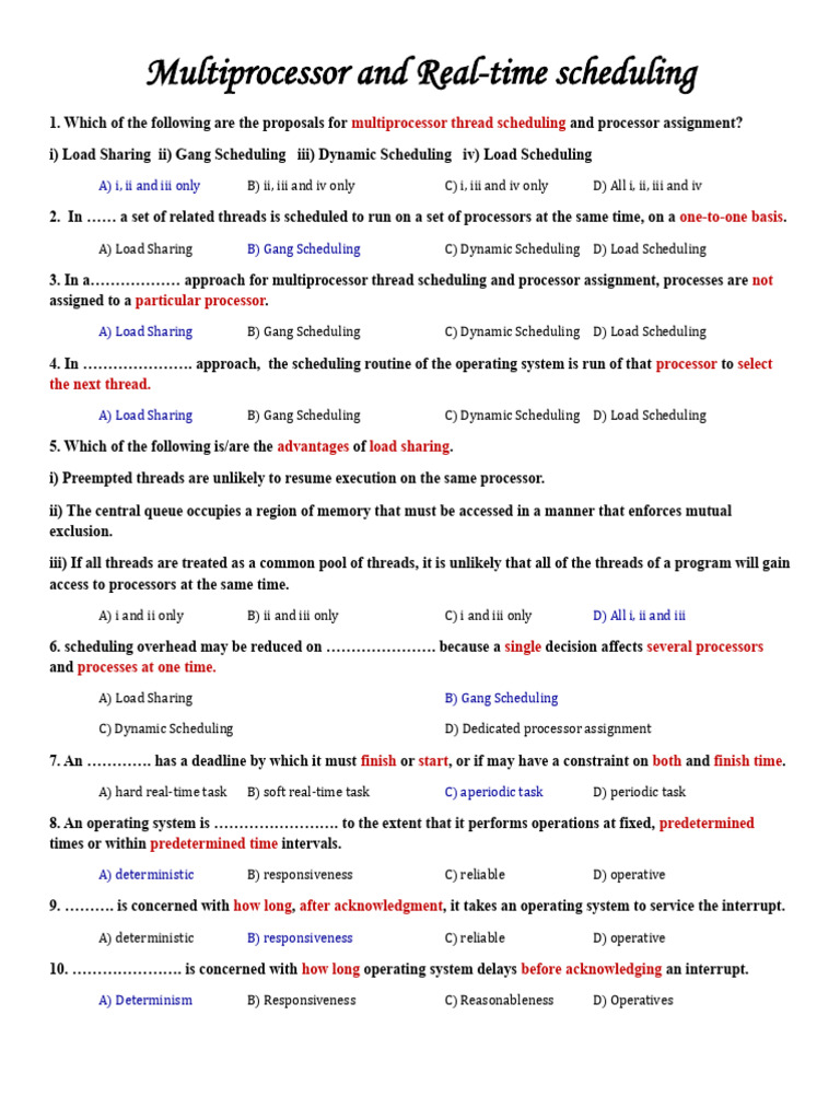 Multiprocessor And Real Time Scheduling Pdf Scheduling Computing Real Time Computing