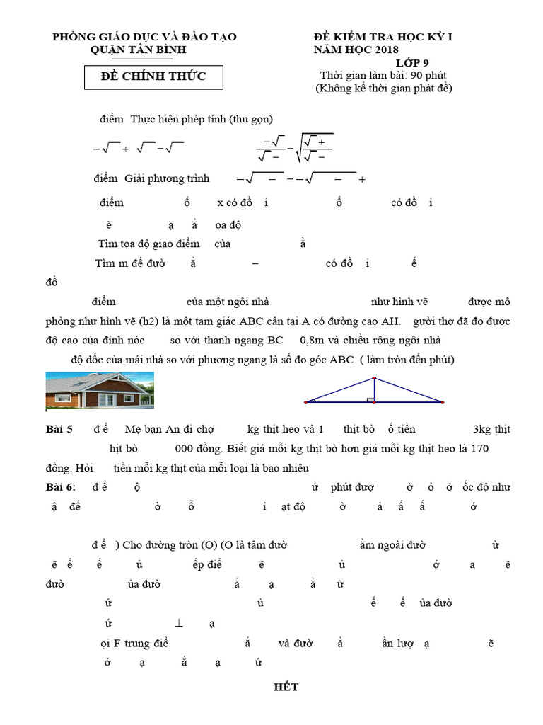 Đề Thi Học Kì Toán 9 Toan 9 -QuanTanBinh-Deda | PDF