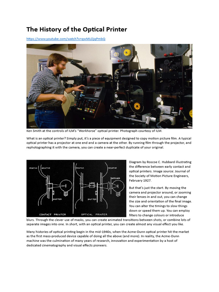 The History of The Optical Printer and Keyframing | PDF | Camera | Imaging