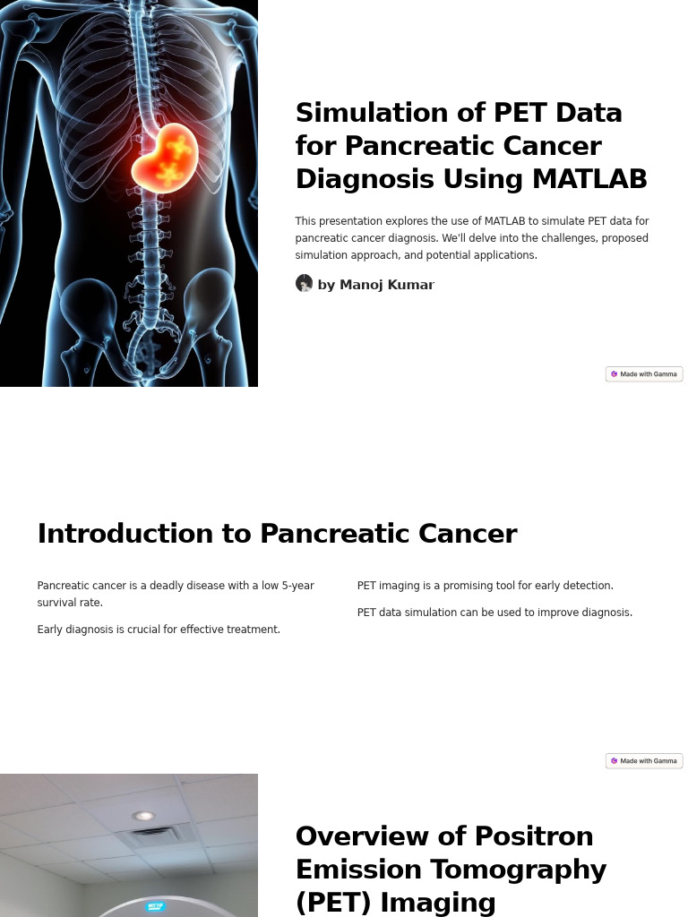 Simulation of PET Data for Pancreatic Cancer Diagnosis Using MATLAB | PDF | Positron Emission ...