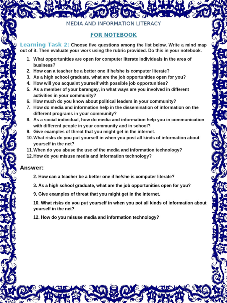 Mil 4th Quarter Week 2 NB | PDF