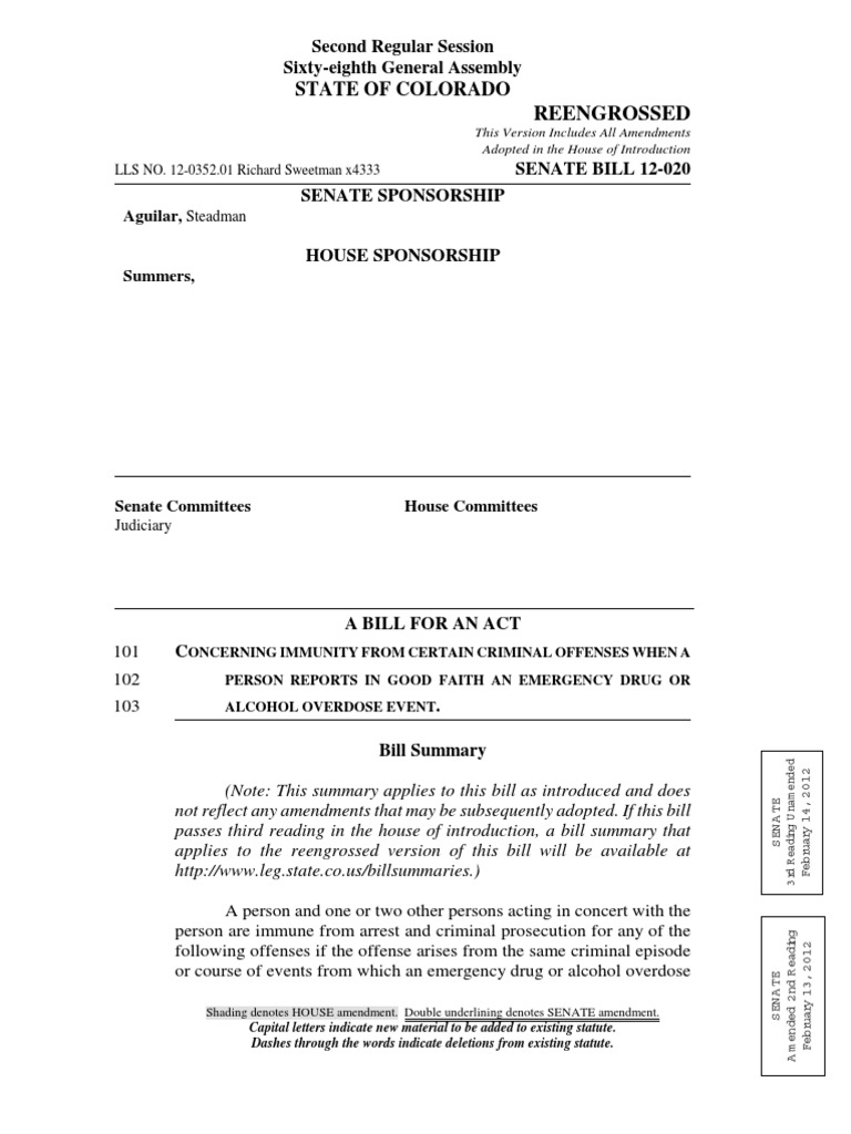Colorado Senate Bill 12-020 | PDF | Cannabis (Drug) | Substance Abuse