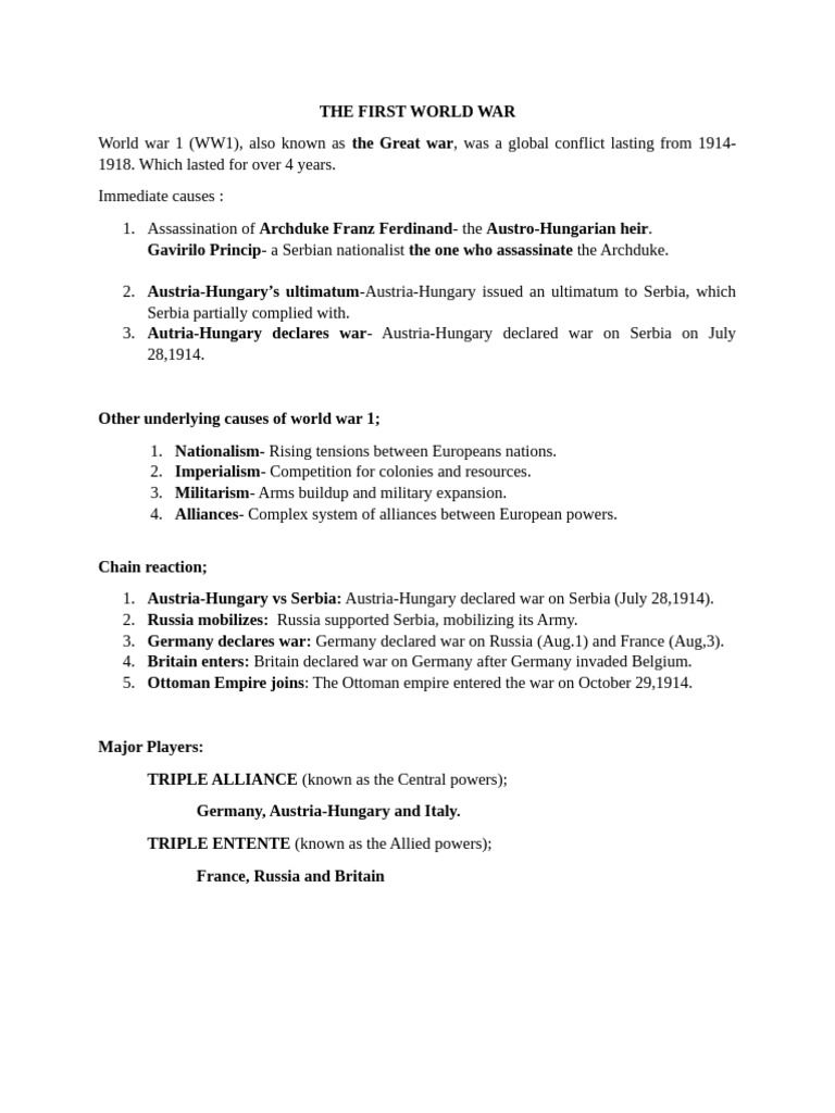 The First World War | PDF | World War I | Allies Of World War I