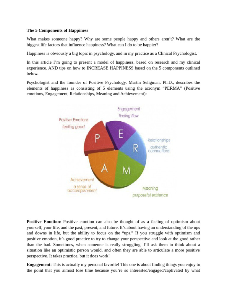 The 5 Components of Happiness | PDF | Happiness | Liberal Arts Education