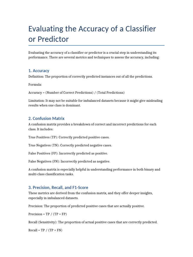 Evaluating Accuracy of Classifier or Predictor | PDF | Receiver ...