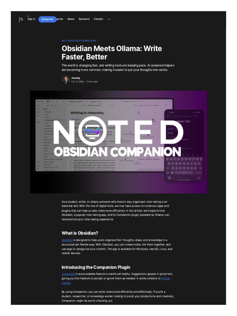 Noted Lol Obsidian Companion Ai Plugin Ref Dailydev | PDF | Artificial Intelligence ...