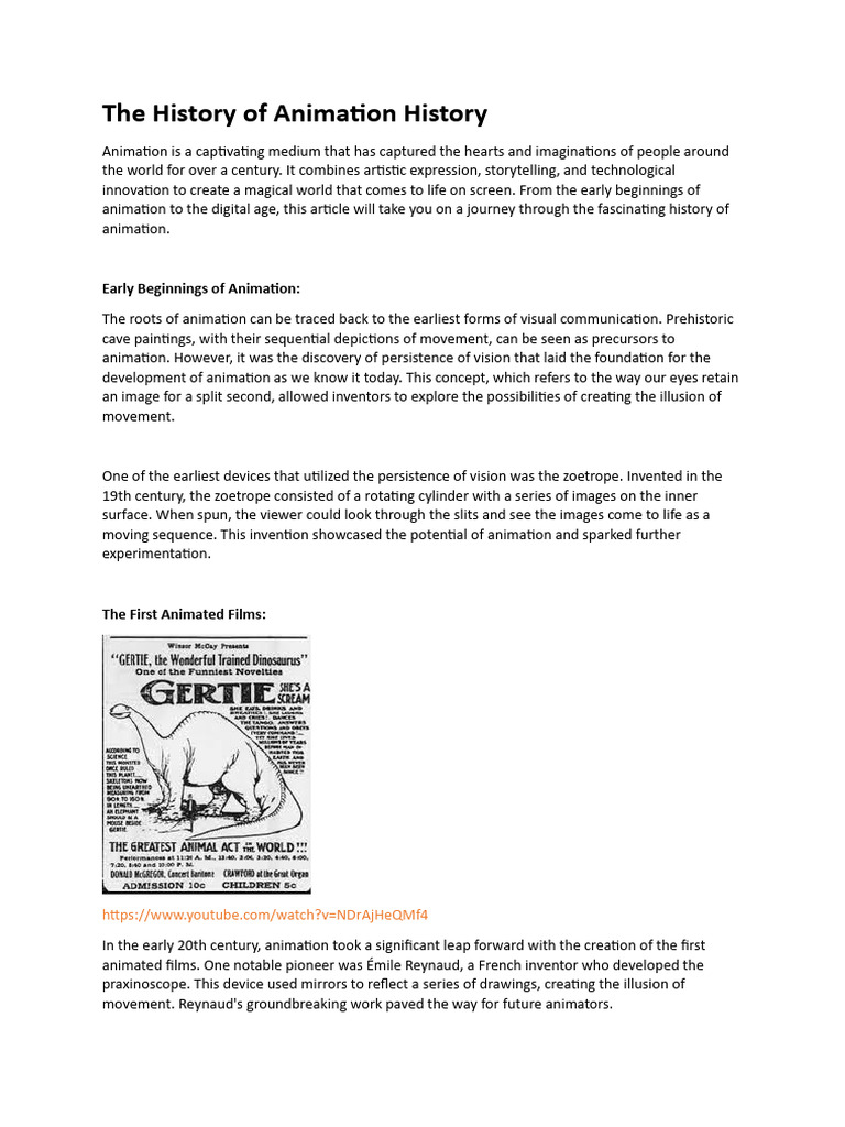 1. The History of Animation History | PDF | Animation | Anime
