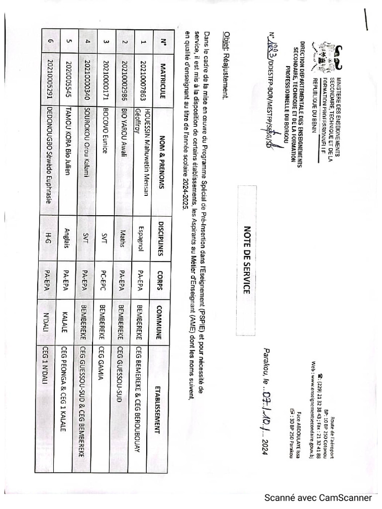 Réajustement Redéployement AME | PDF