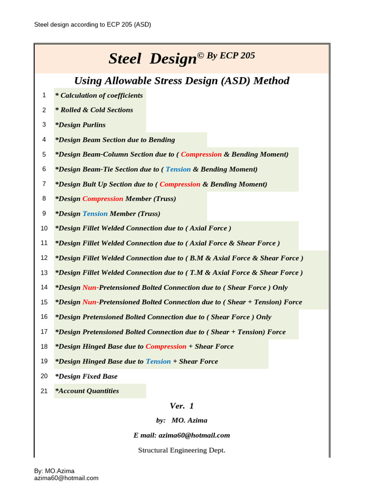 Steel Sheet Design by ECP-205 v1 | PDF | Bending | Shear Stress