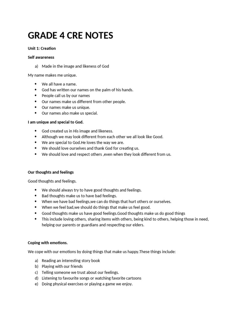 CRE GRADE 4 NOTES-New | PDF | Jesus | Abraham