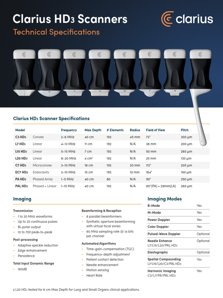 Clarius Ultrasound Alle Scanners Met Specs | PDF | Medical Ultrasound
