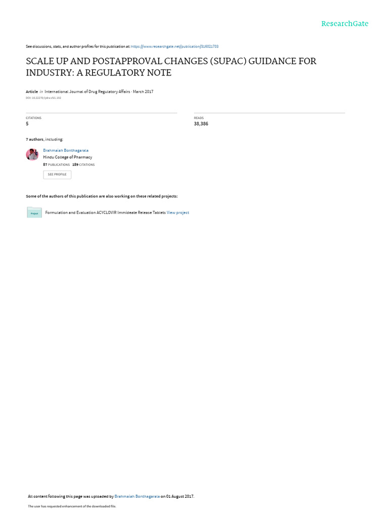 SUPAC | PDF | Pharmacokinetics | Pharmacology