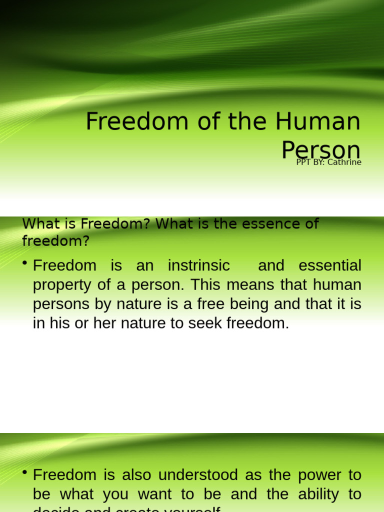 Freedom of The Human Person | PDF | Free Will | Liberal Arts Education