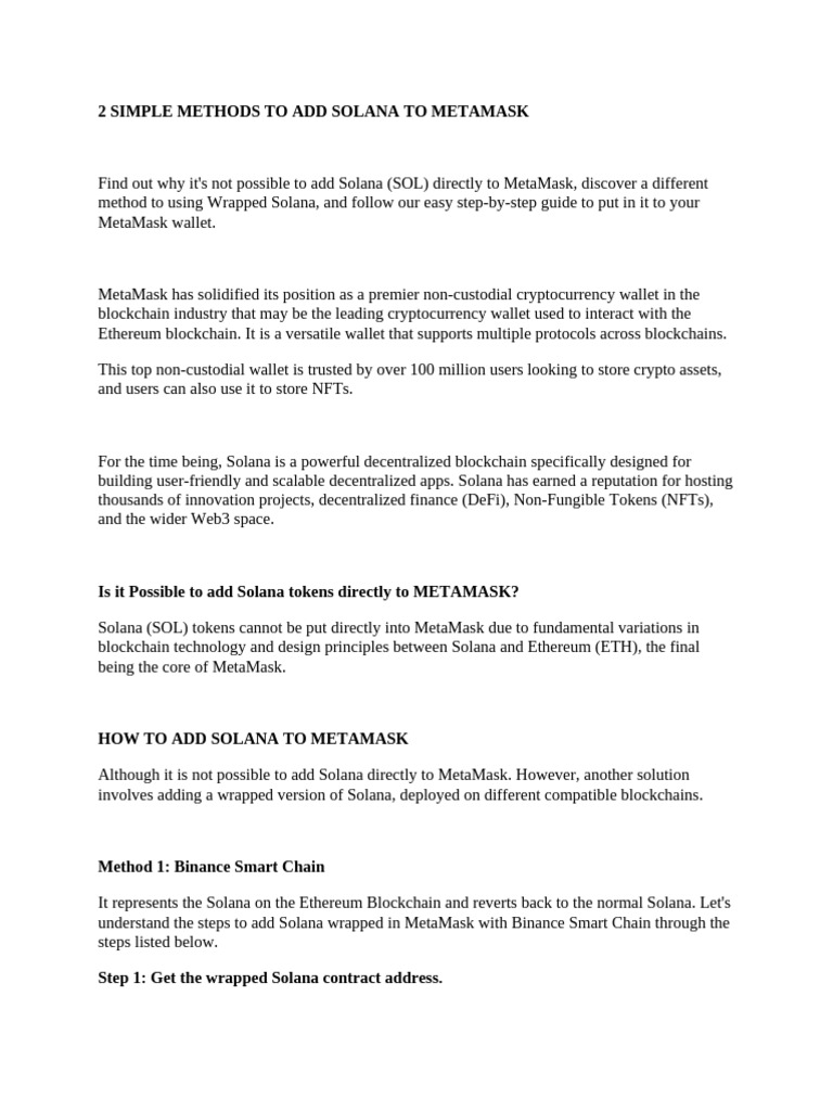 How To Add Solana Network To Metamask | PDF | Cryptocurrency | Computing