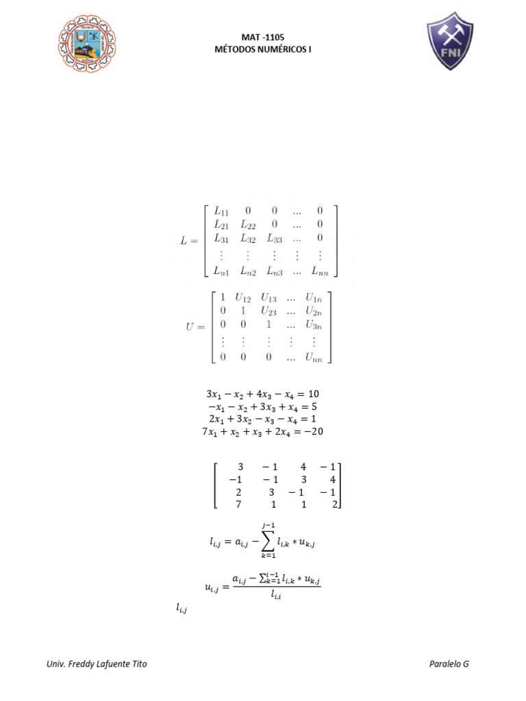 Metodo LU-Crout | PDF | Matemáticas | Física Matemática
