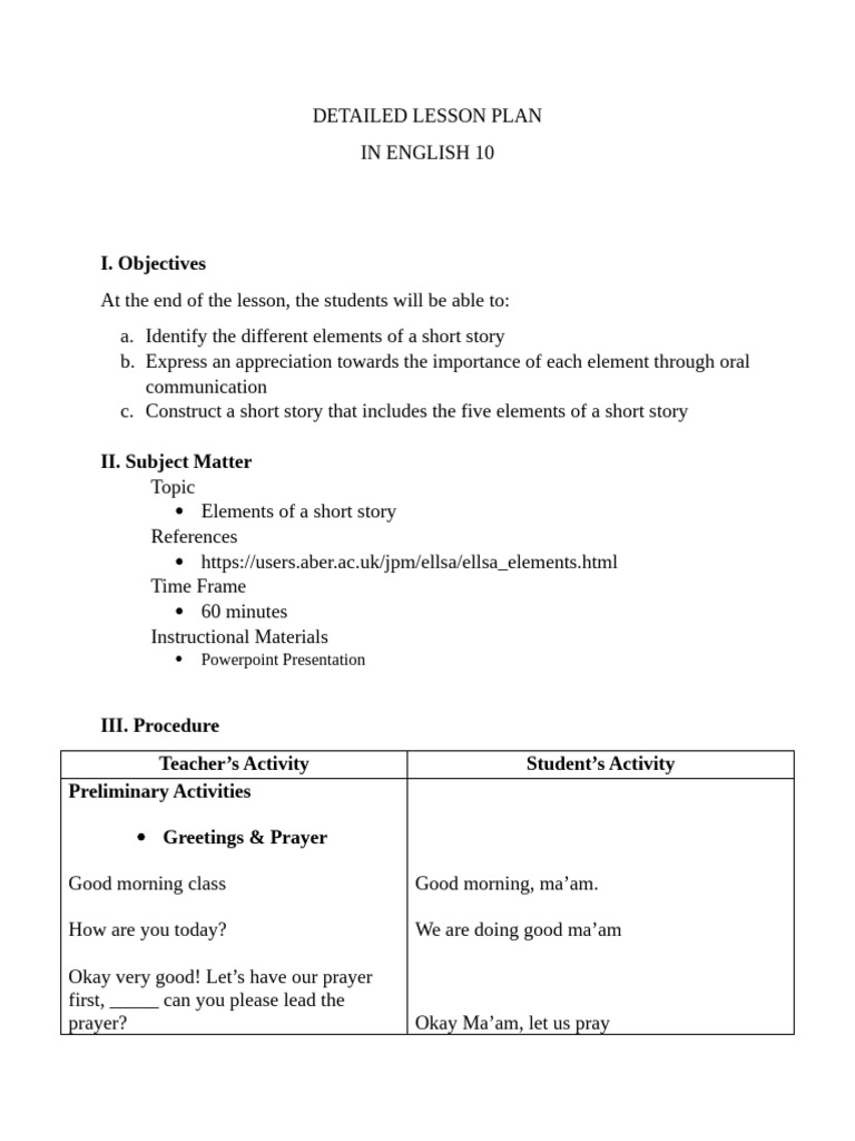 Aloja&Kez Detailed Lesson Plan | PDF | Narration | Plot (Narrative)