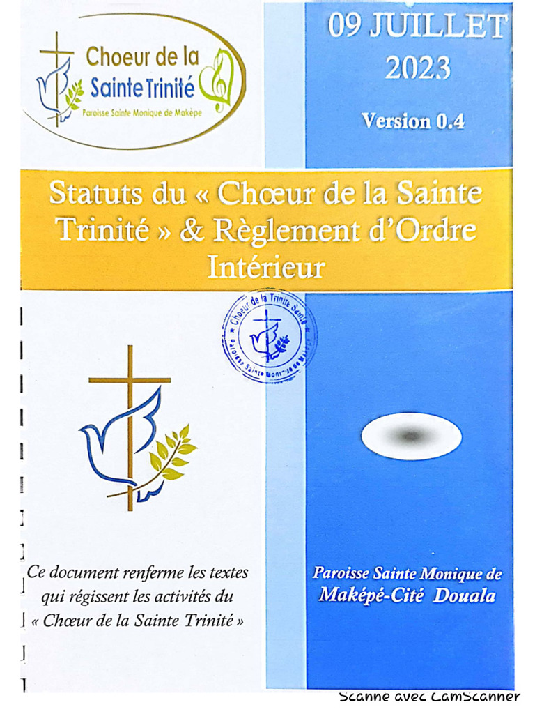 STATUT DU CHŒUR DE LA SAINTE TRINITÉ | PDF