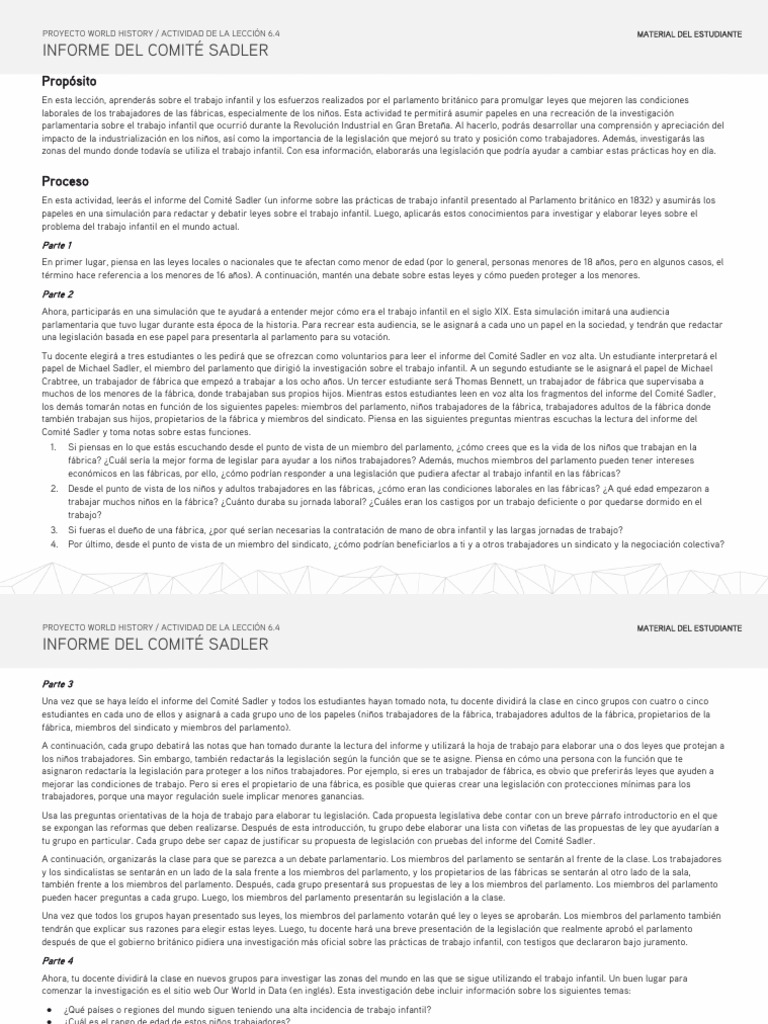 Simulación sobre Trabajo Infantil | PDF | Trabajo infantil | Parlamento