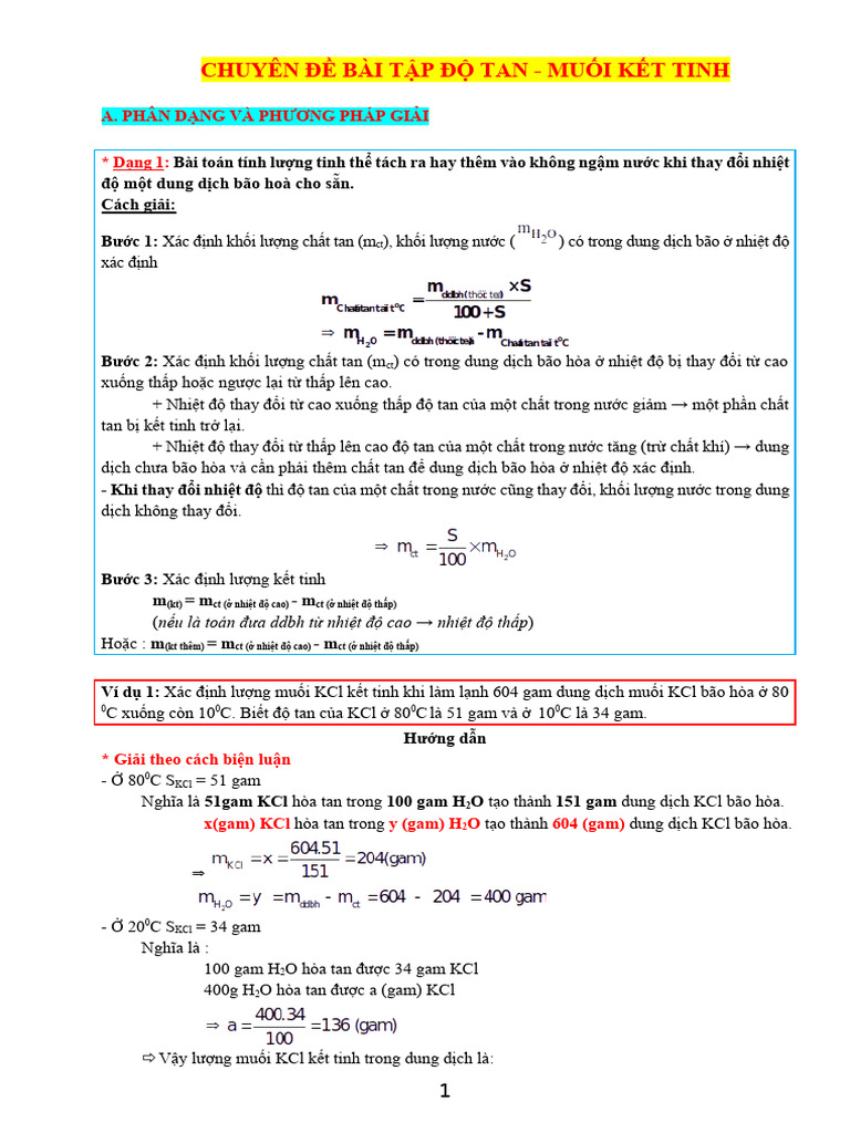 Chuyen de Bai Tap Muoi Ket Tinh Do Tan | PDF