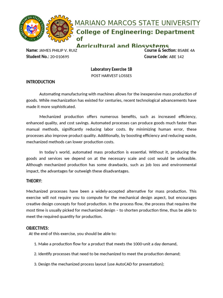 Lab 1B | PDF | Mass Production | Automation