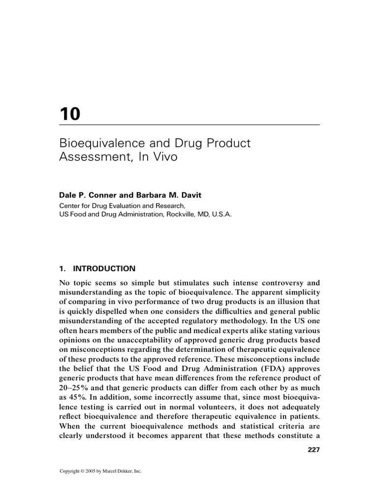 BE and Drug Performance in Vivo | PDF | Bioavailability | Dose ...