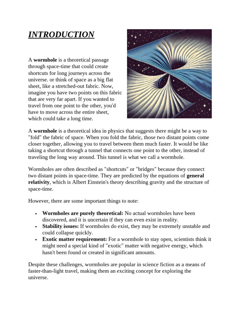 WORMHOLE INTRODUCTION | PDF | General Relativity | Time Travel