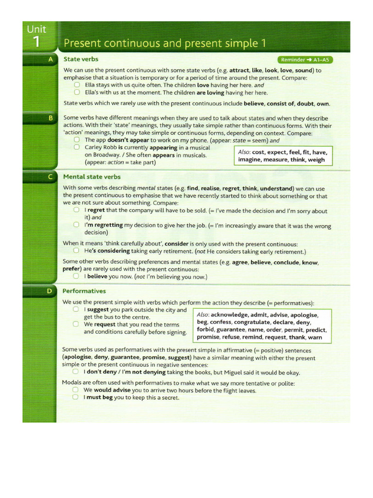 1 - Hewings - Unit 1 Present cont Present simple 1-1 | PDF