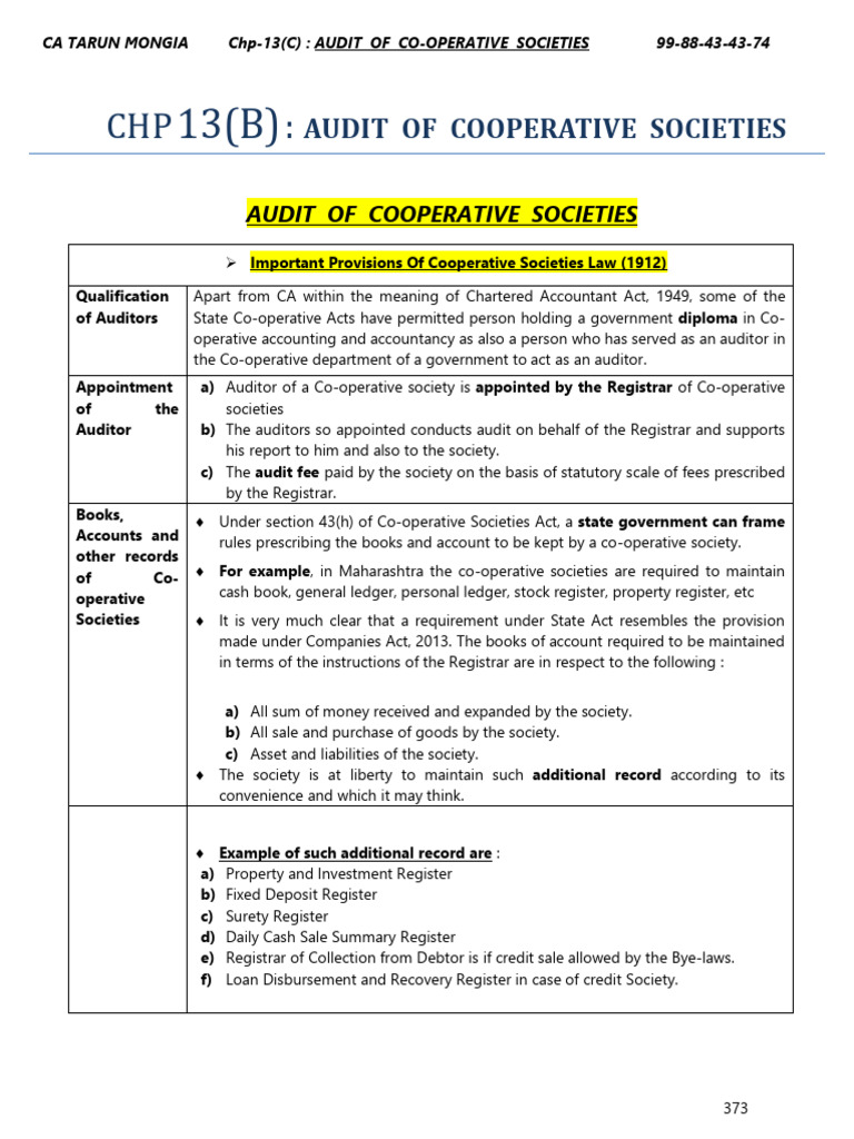 CHP 13 (C) - Coopertive Society | PDF | Audit | Auditor's Report