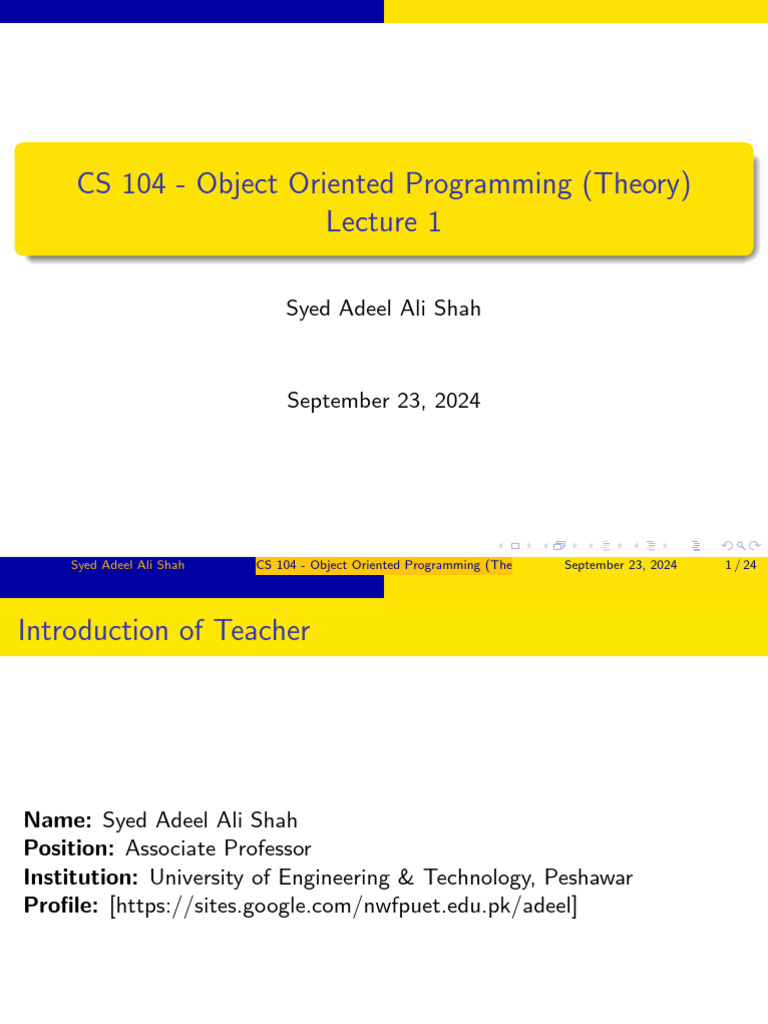 Cs 104 Oopt Lecture 1 Pdf Java Programming Language 1035